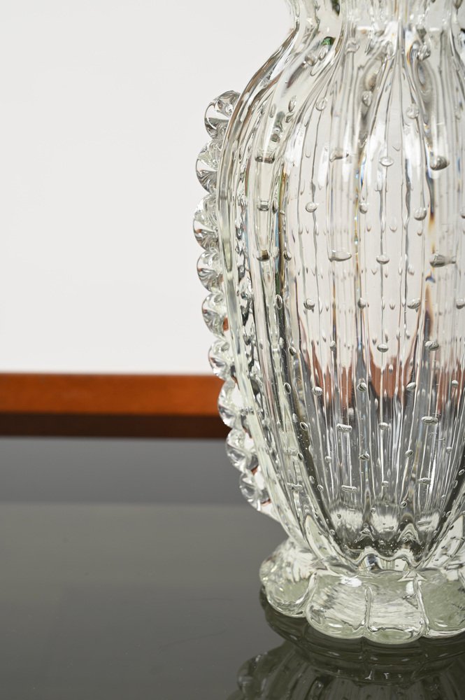 Large Bullicante Murano Glass Fan Flower Vase attributed to Barovier ...