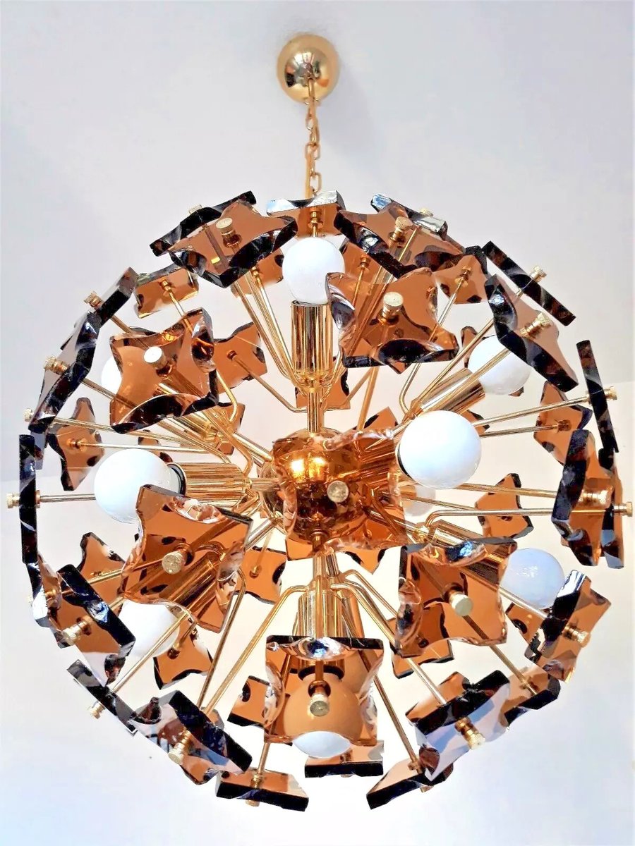 Sputnik 11-Light Chandelier in Brass from Fontana Arte, Italy, 1970s ...