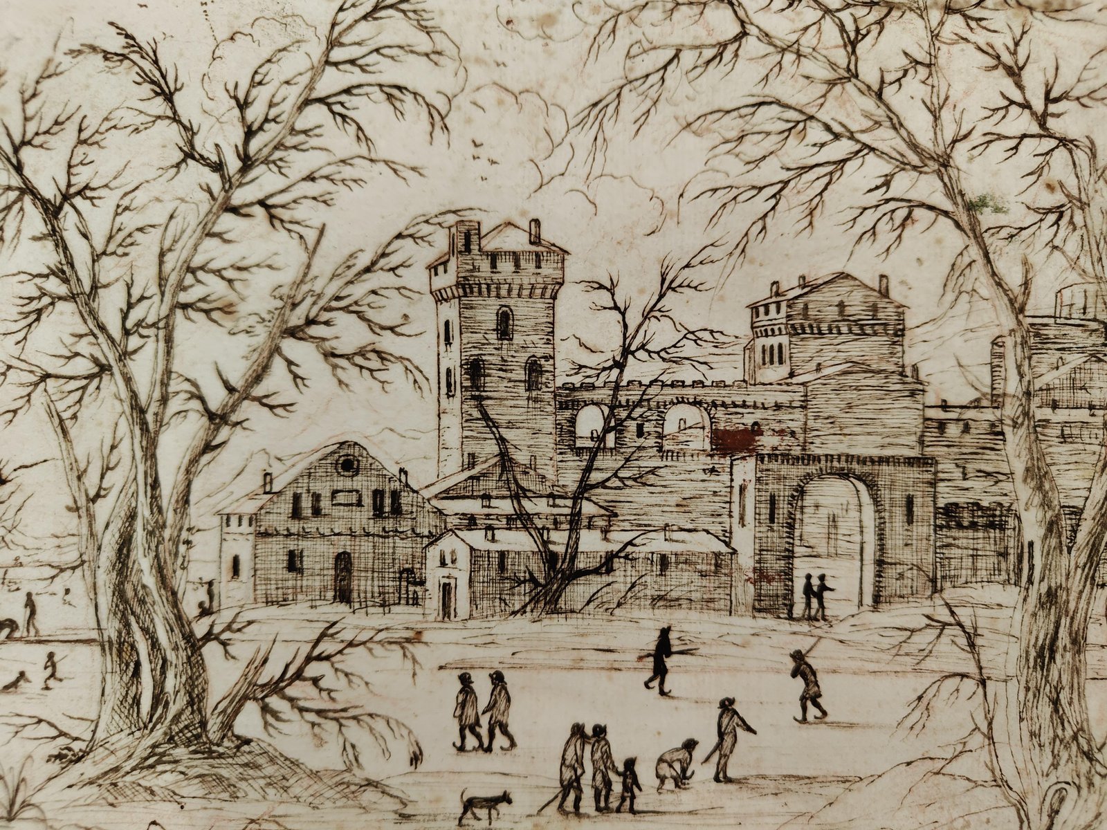 Dutch Artist, Landscape, Indian Ink Drawing, 1680 for sale at Pamono