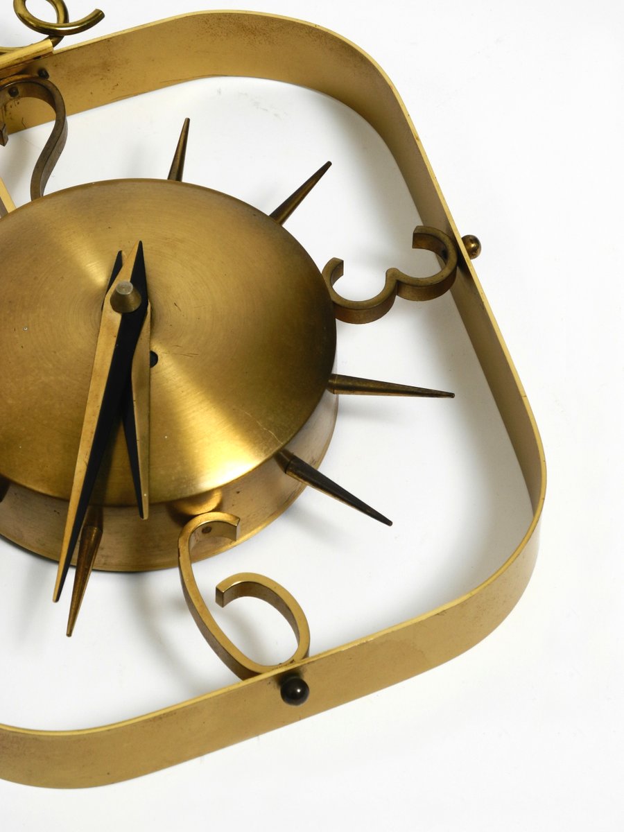 Mid-Century Modern Kienzle Brass Wall Clock with Original Battery Drive ...