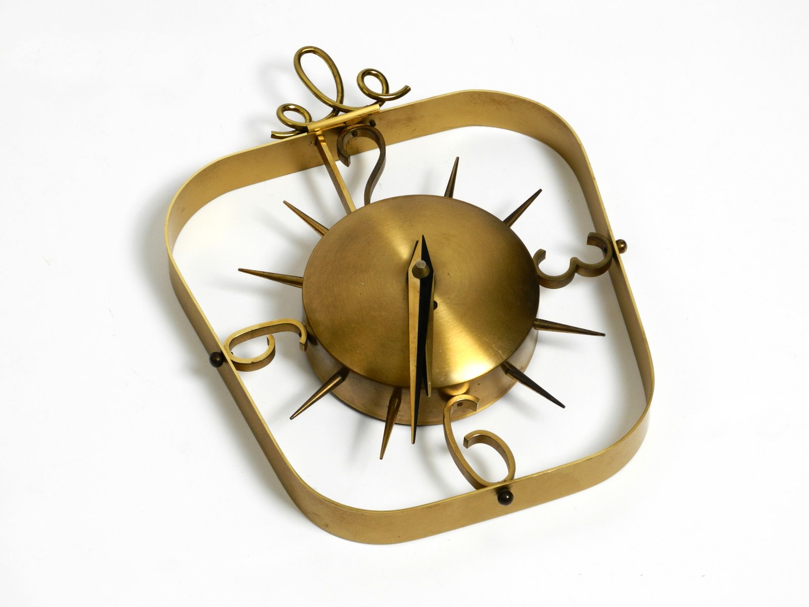 Mid-Century Modern Kienzle Brass Wall Clock with Original Battery Drive ...