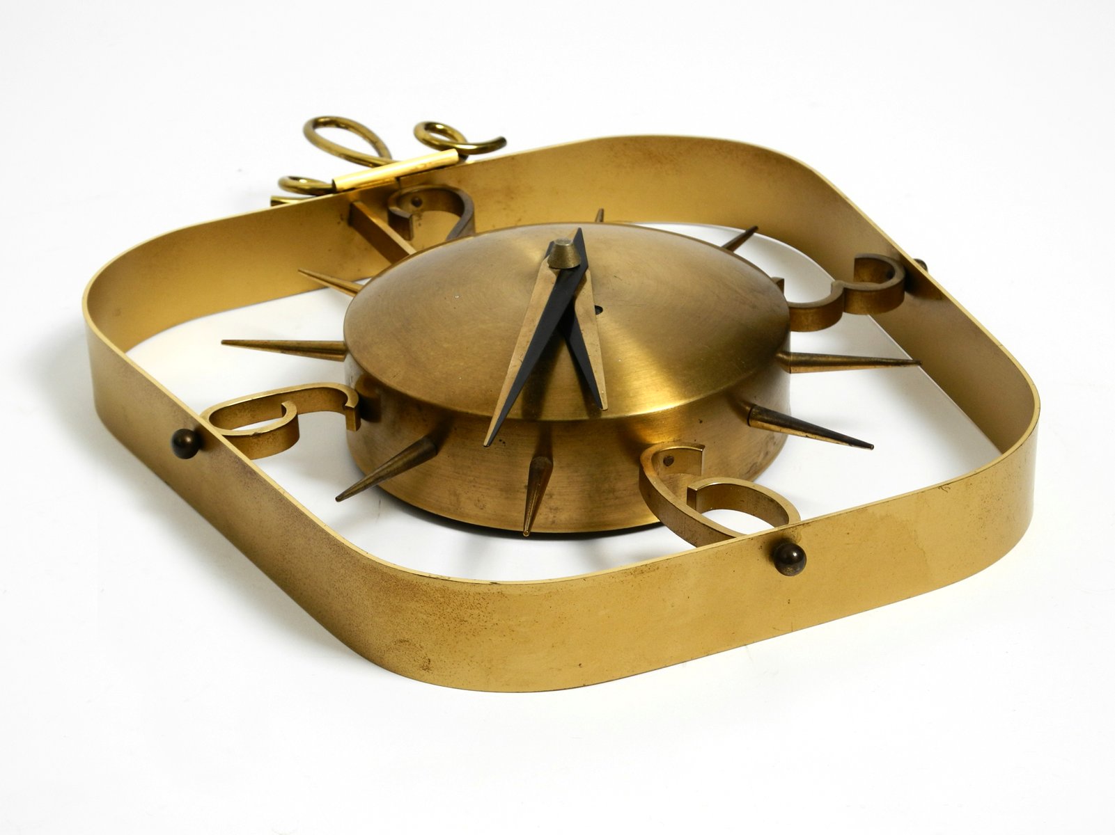 Mid-Century Modern Kienzle Brass Wall Clock with Original Battery Drive ...