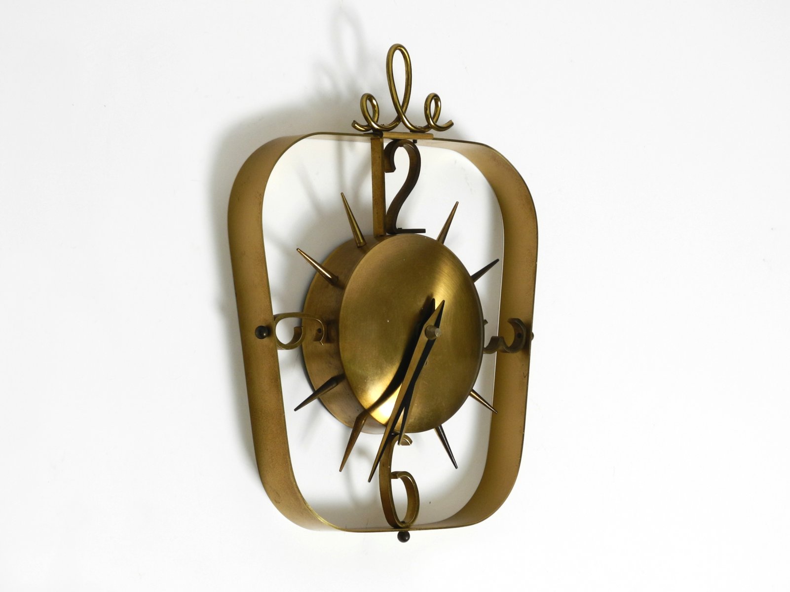 Mid-Century Modern Kienzle Brass Wall Clock with Original Battery Drive ...