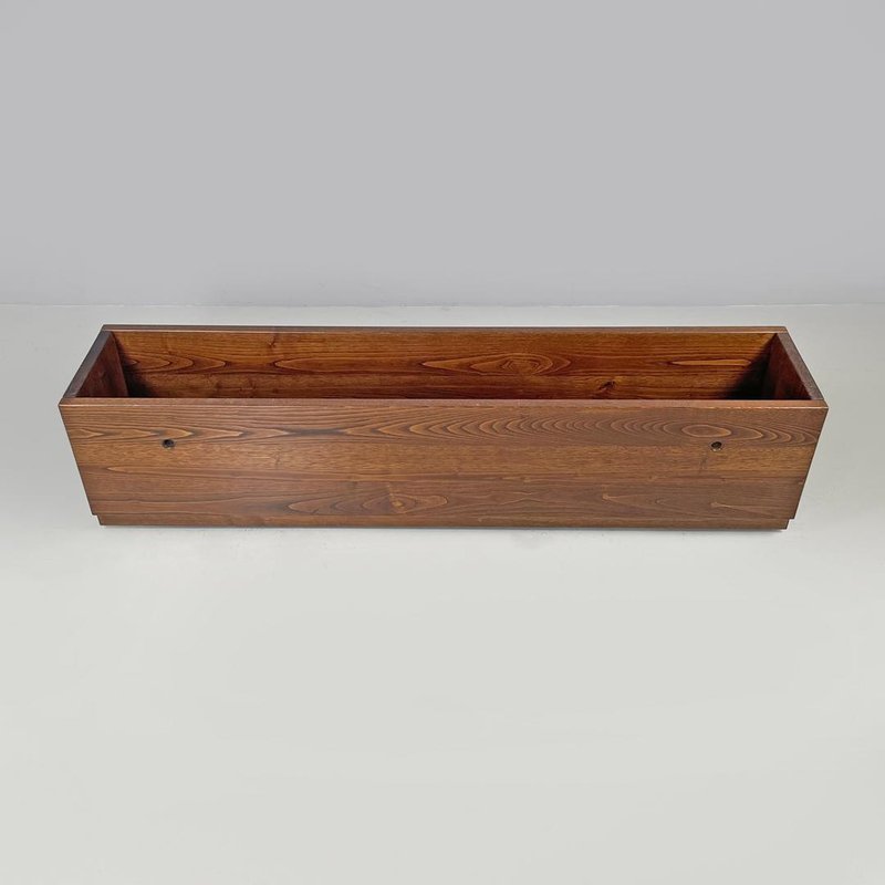 Italian Postmodern Elongated Rectangular Wooden Planter with Wheels ...