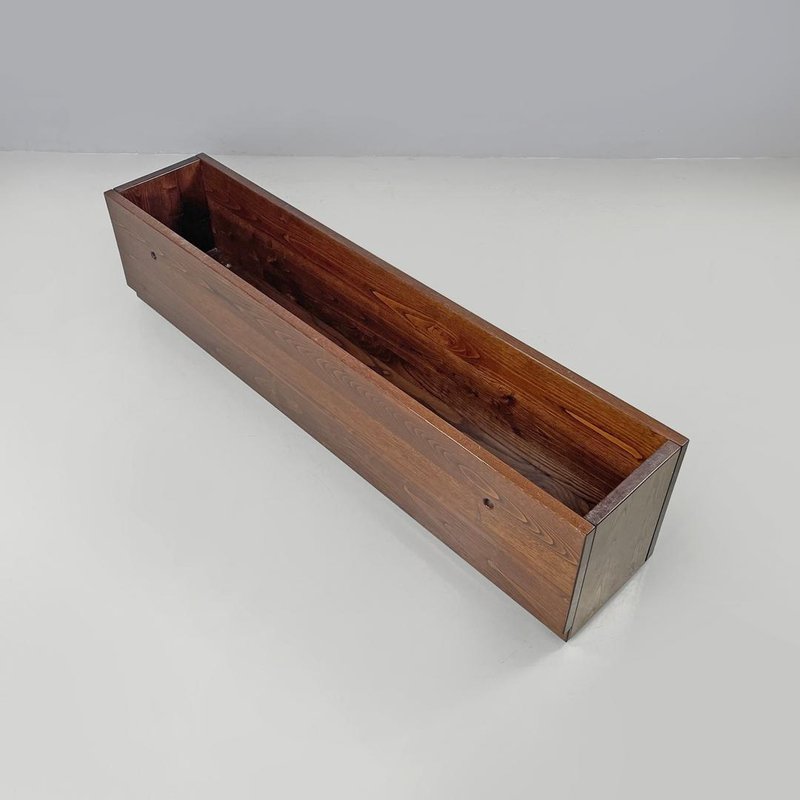 Italian Postmodern Elongated Rectangular Wooden Planter with Wheels ...
