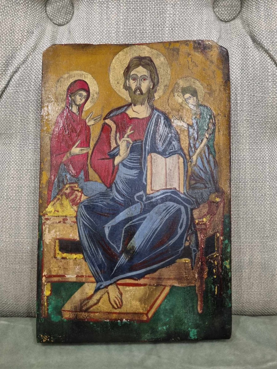 Vintage Icon Painted on Board, 1950s for sale at Pamono