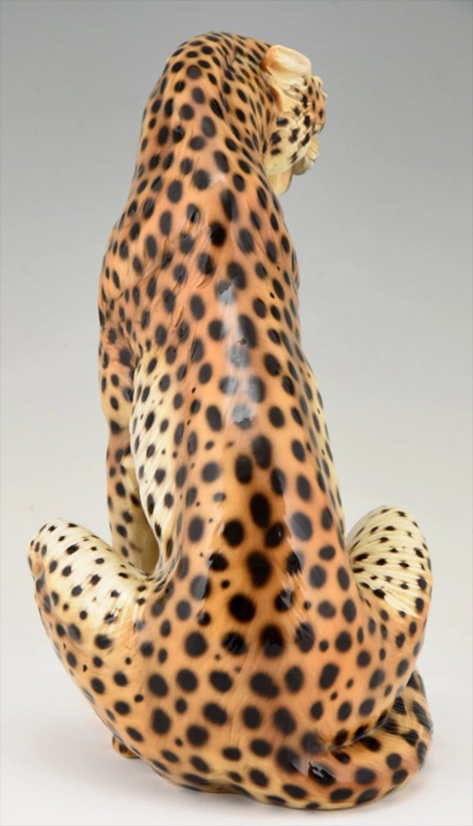 Mid-Century Ceramic Cheetah Sculpture by Giovanni Ronzan, Italy, 1960s ...