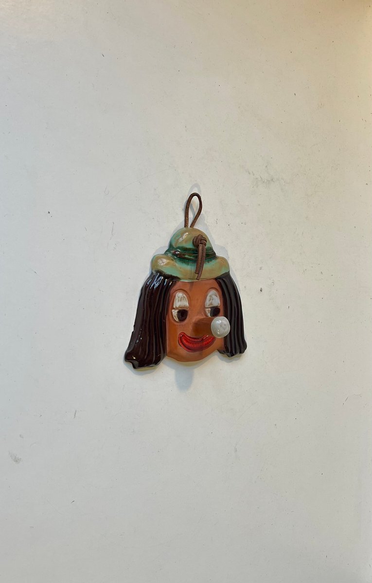 Vintage Pinocchio Towel Rack in Glazed Ceramic and Leather by Karen ...