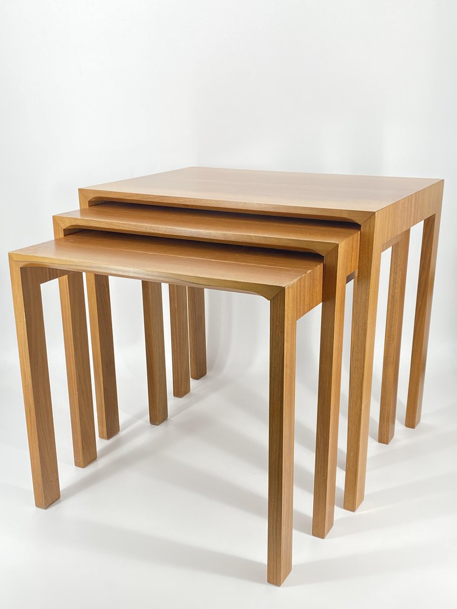 Mid-Century Nesting Tables in Walnut & Teak by Rex Raab for Wilhelm ...