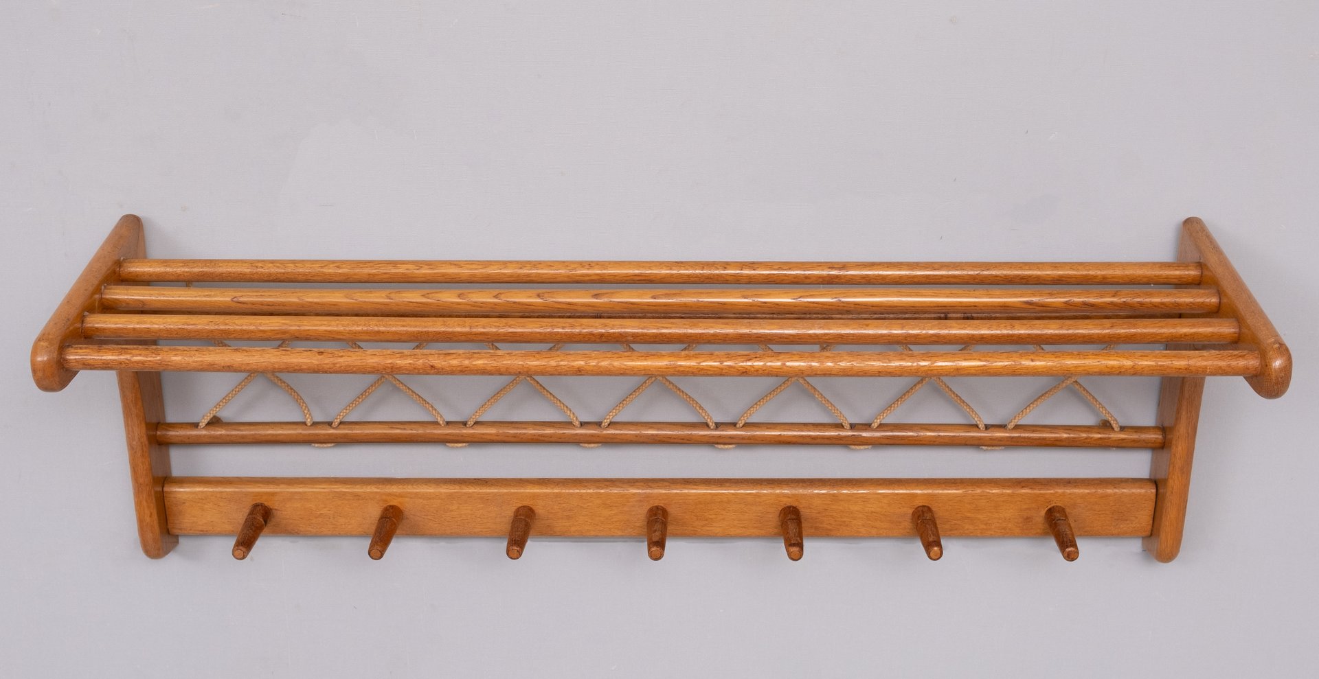 Oak Hanging Coat Rack by Johan Wulfers, Holland, 1950s for sale at Pamono