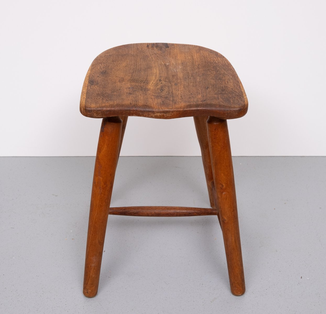 Vintage Dutch Rustic Wooden Stool, 1950s for sale at Pamono