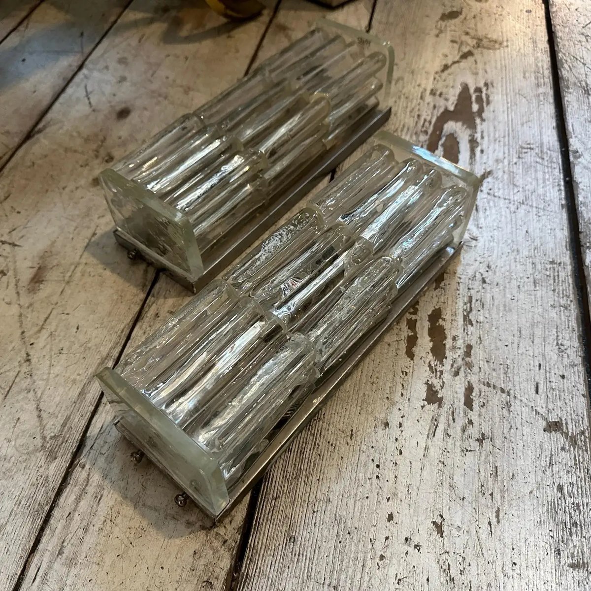 Mid-Century Modern Murano Glass Rectangular Wall Sconces by Poliarte ...