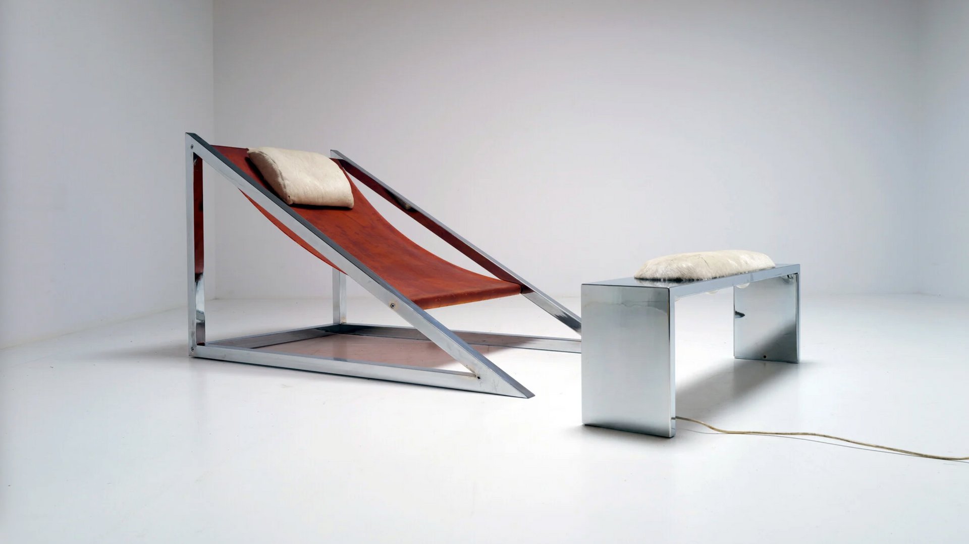 Mies Lounge Chair with Ottoman by Archizoom Associati, 1969, Set of 2 for sale at Pamono