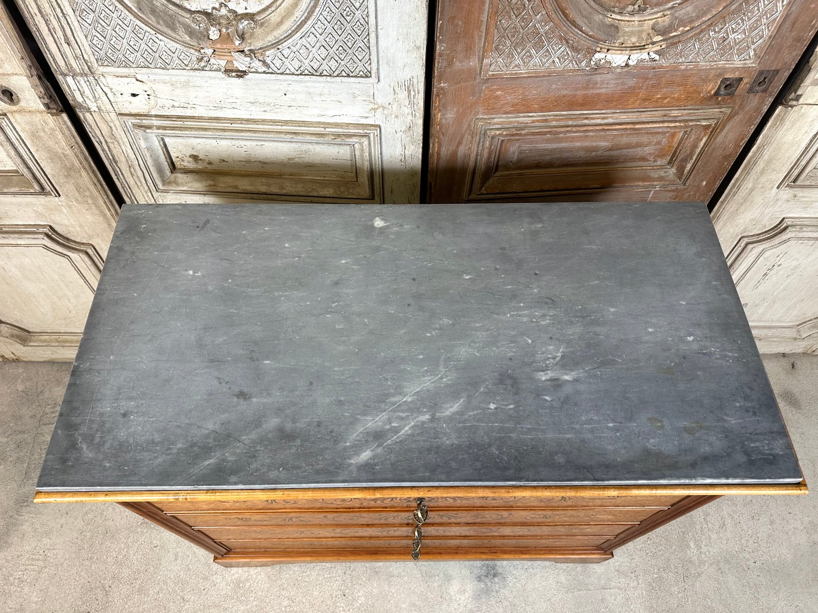 Charles X Chest of Drawers with Marble Top, 1950s for sale at Pamono