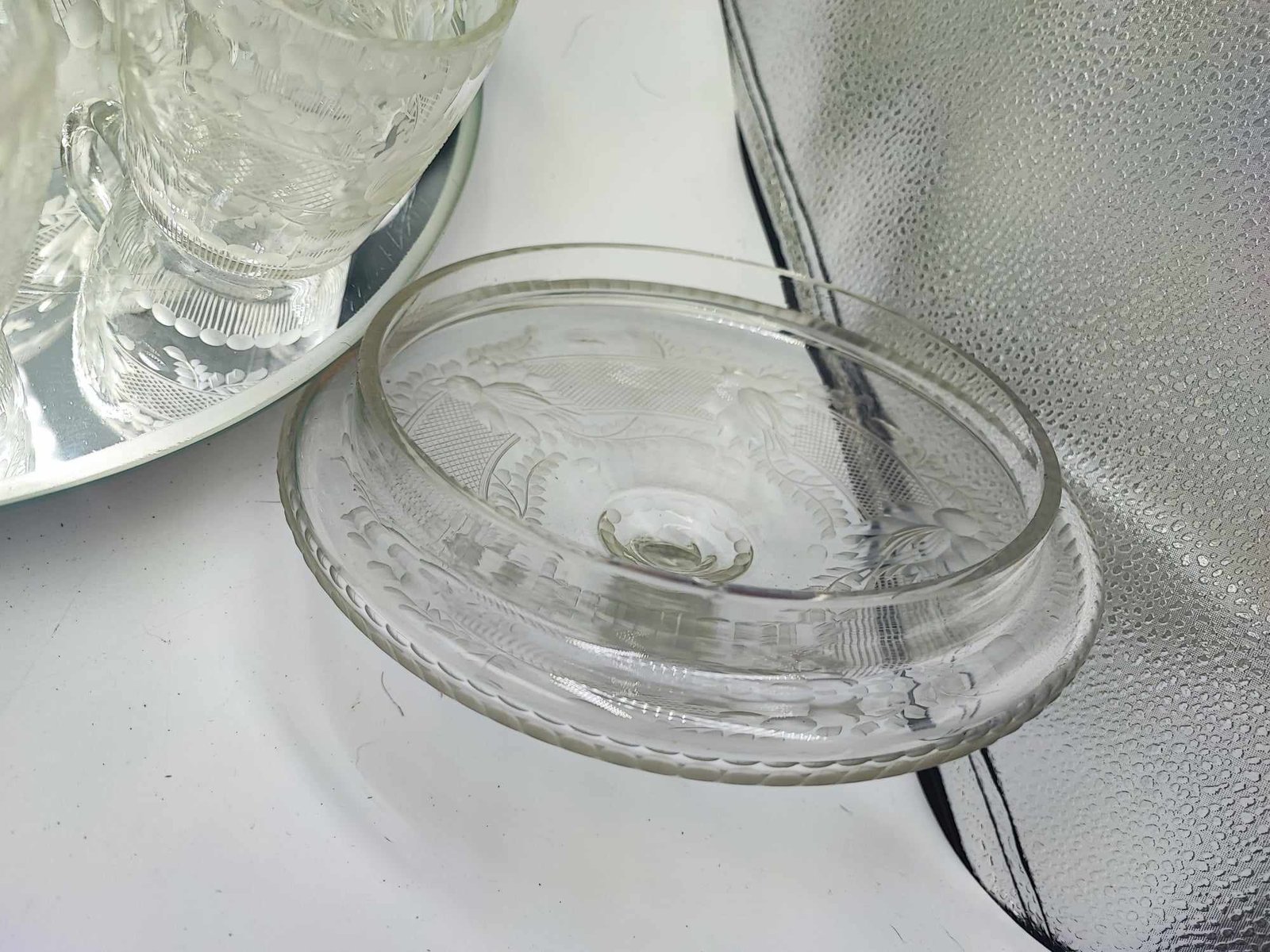 Art Deco Glass Punch Container and Glasses, 1920s, Set of 6 for sale at ...