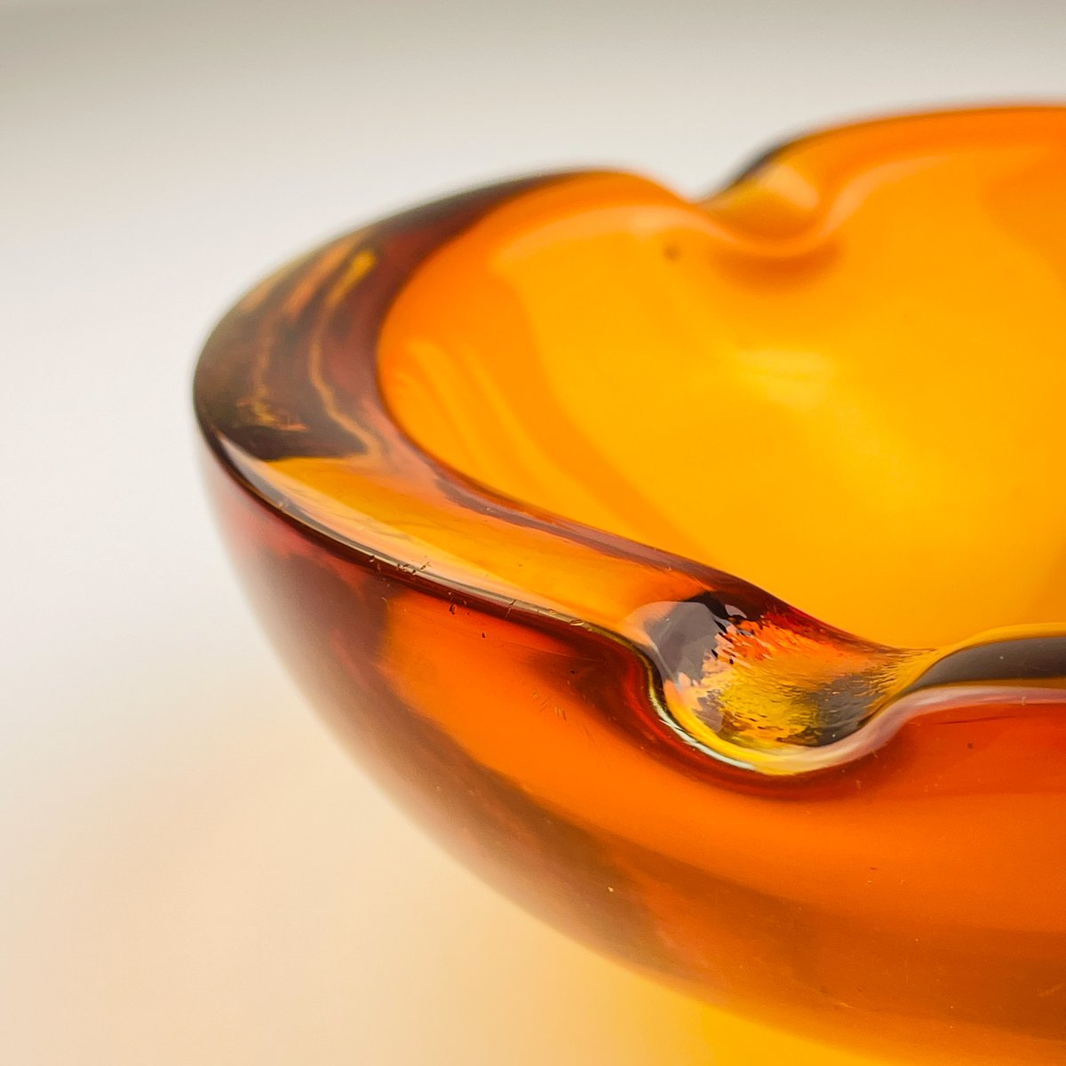 Vintage Italian Orange Murano Glass Ashtray, 1970s for sale at Pamono