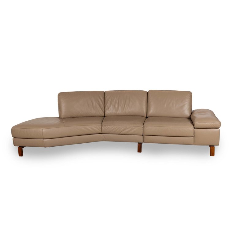 Omega Corner Sofa with Left Recamiere in Beige Leather from Koinor for ...