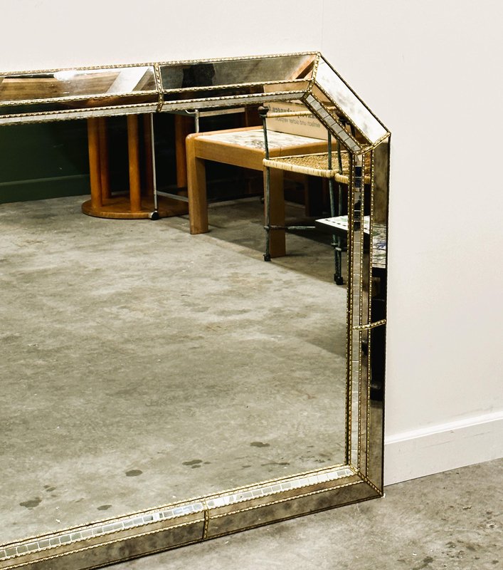 Large Vintage Venetian Style Horizontal Mirror with Brass Details ...