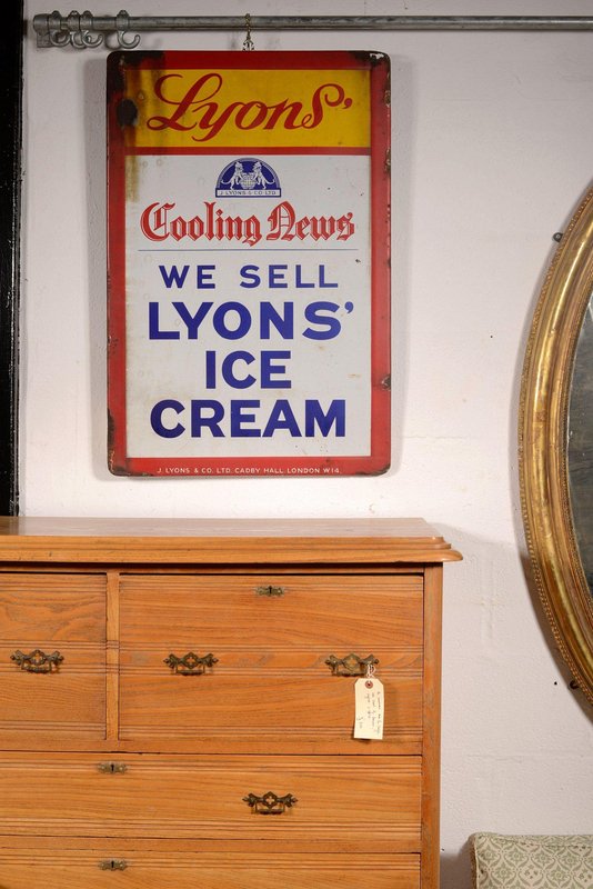 Lyons Ice Cream Enamel Advertising Sign, 1920s for sale at Pamono