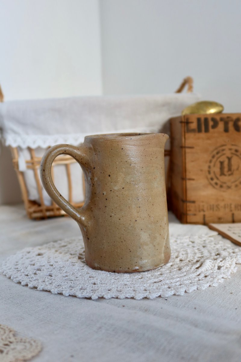 Vintage Rustic Spotted Stoneware Milk Jug, 1950s for sale at Pamono