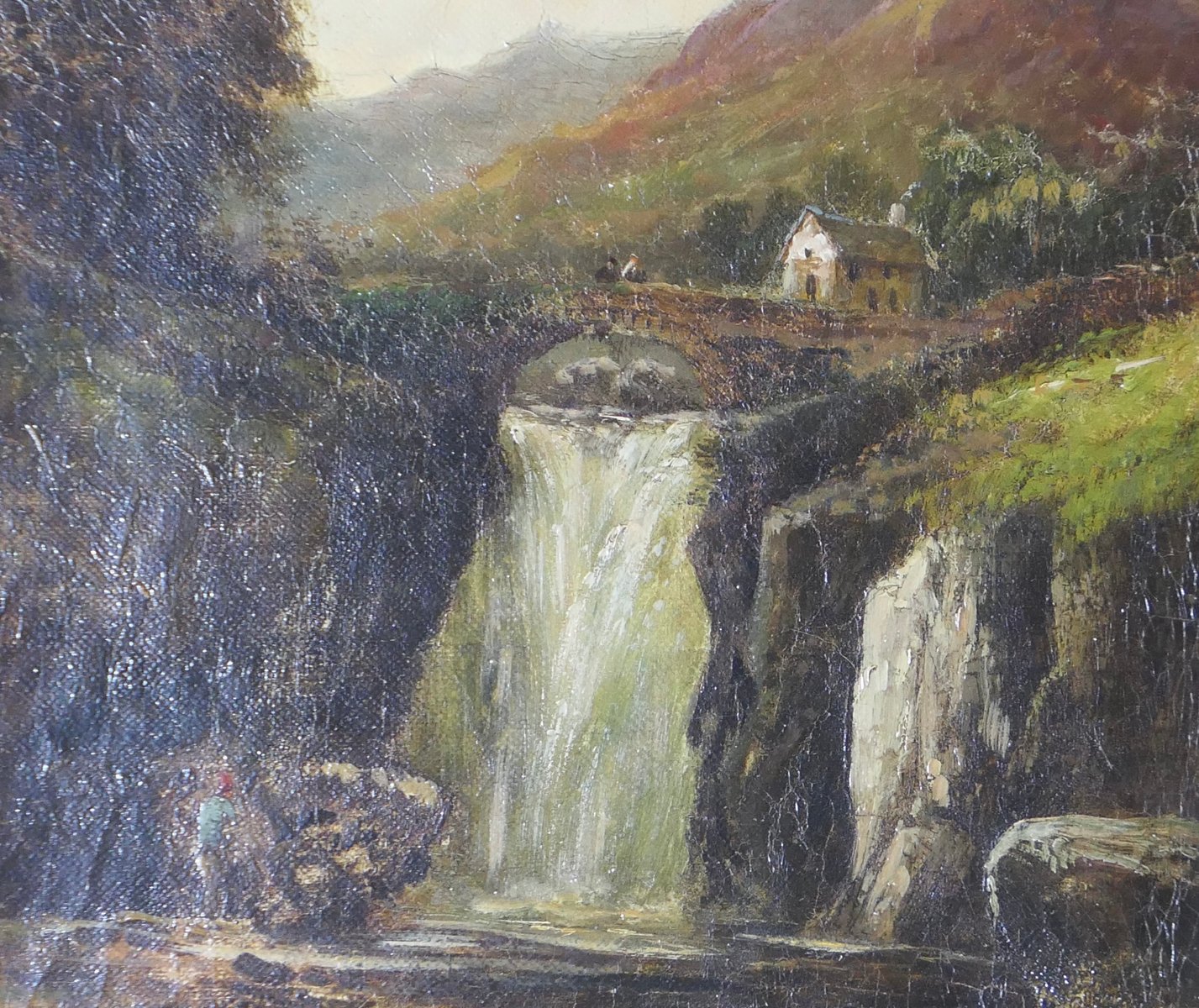 Victorian Artist, Waterfall, 1800s, Oil Painting for sale at Pamono