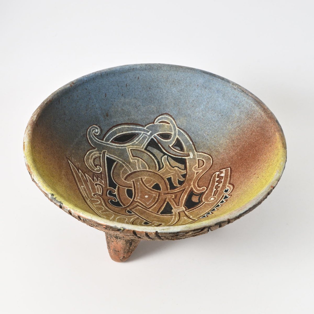 Large Viking Tripod Bowl from Tilgmans Keramik, 1970s for sale at Pamono