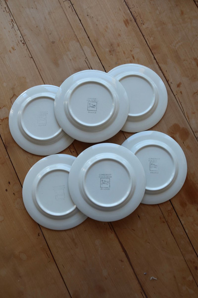 Vintage Dessert Plates with Floral Border rom Longchamp, 1970s, Set of ...