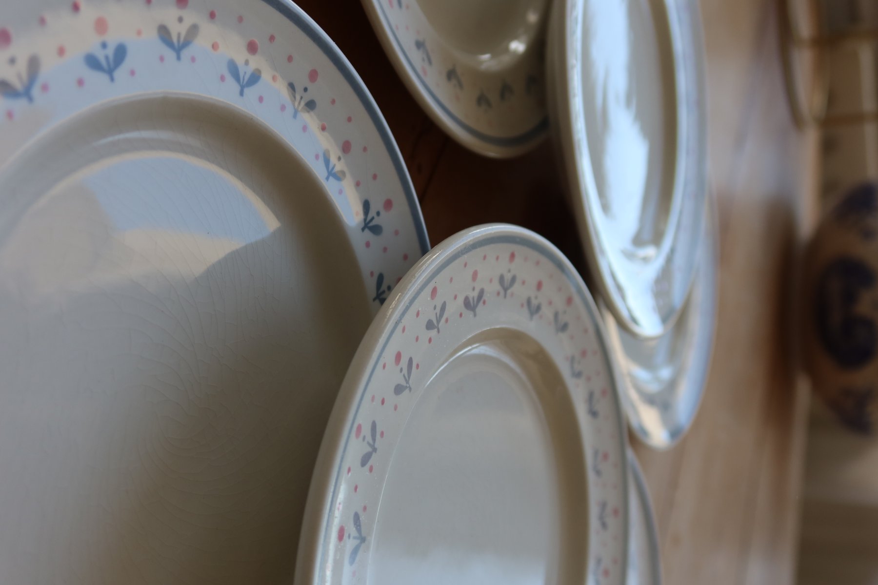 Vintage Dessert Plates with Floral Border rom Longchamp, 1970s, Set of ...