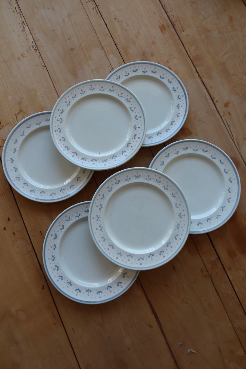 Vintage Dessert Plates with Floral Border rom Longchamp, 1970s, Set of ...