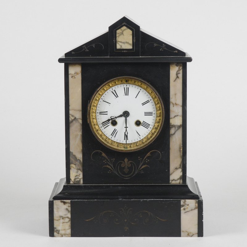 Temple Clock in Black Marble for sale at Pamono