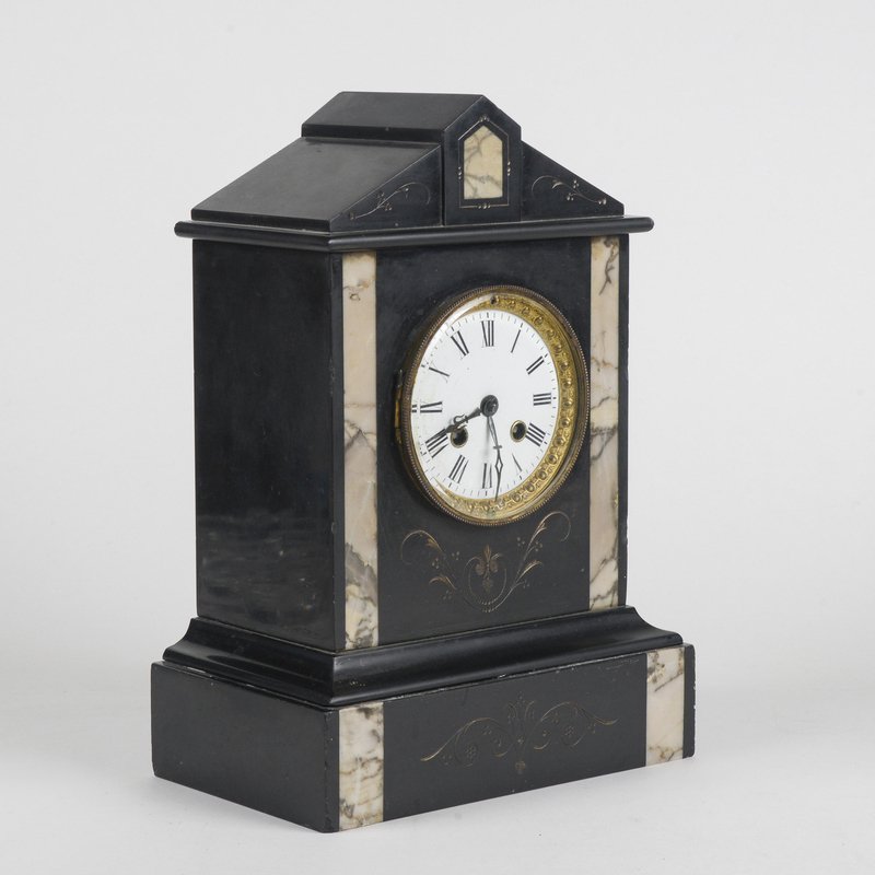 Temple Clock in Black Marble for sale at Pamono