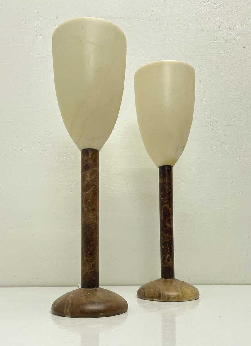 Alabaster Goblet Table Lamps, 1970s, Set of 2 for sale at Pamono