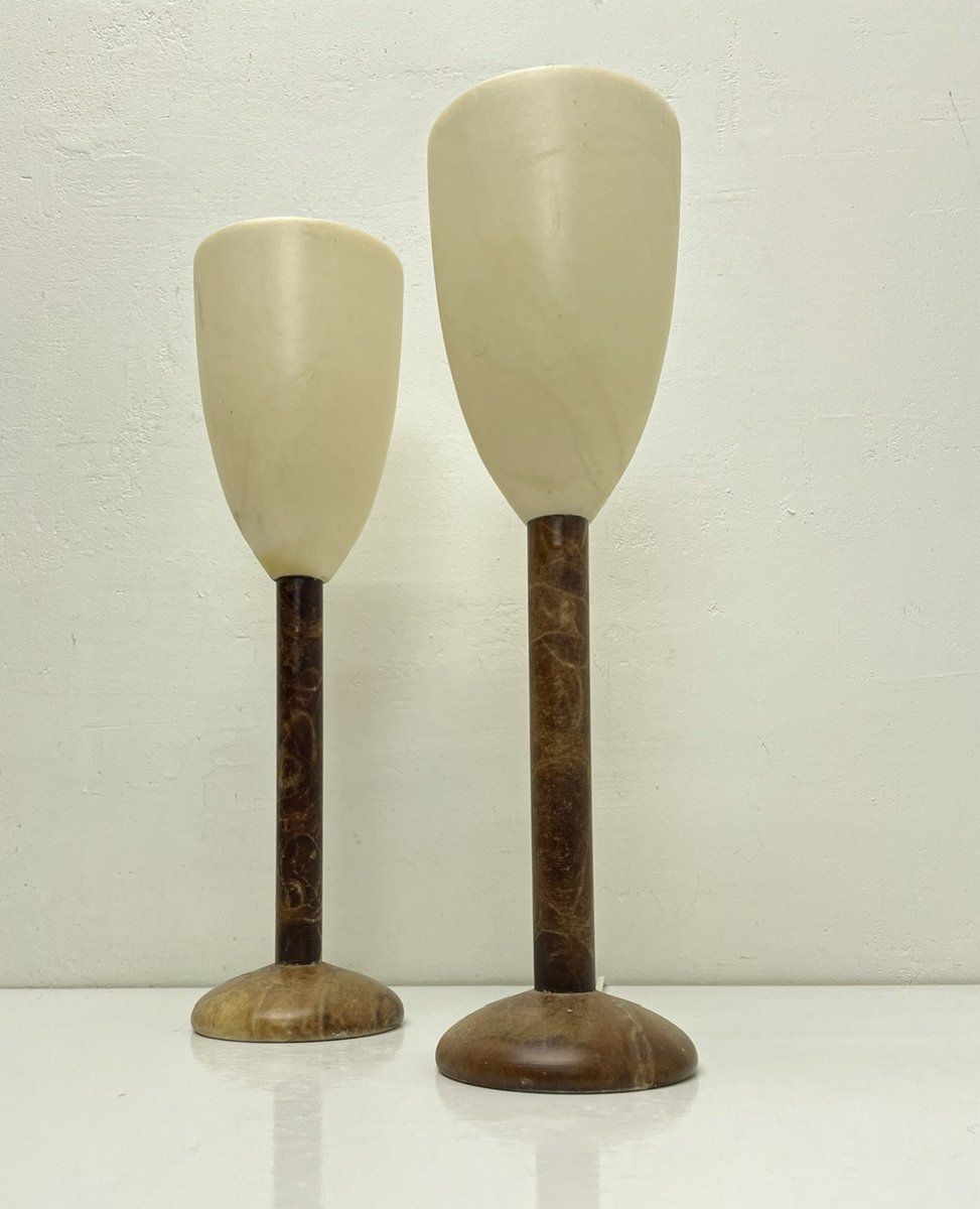 Alabaster Goblet Table Lamps, 1970s, Set of 2 for sale at Pamono