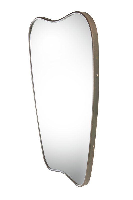 Mid-Century Brass Wall Mirror, Italy, 1950s for sale at Pamono
