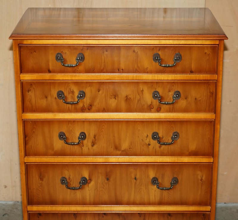 Large Tall Sheraton Revival Burr Yew Chests of Drawers, Set of 2 for ...