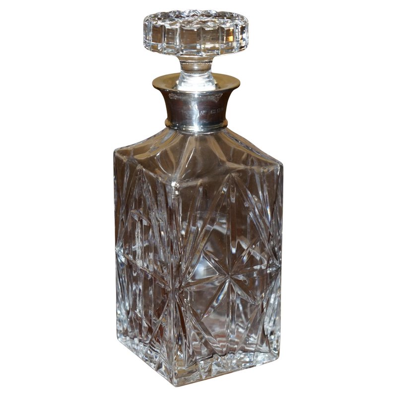 Antique Whisky Spirit Decanter with Sterling Silver Collar by David ...