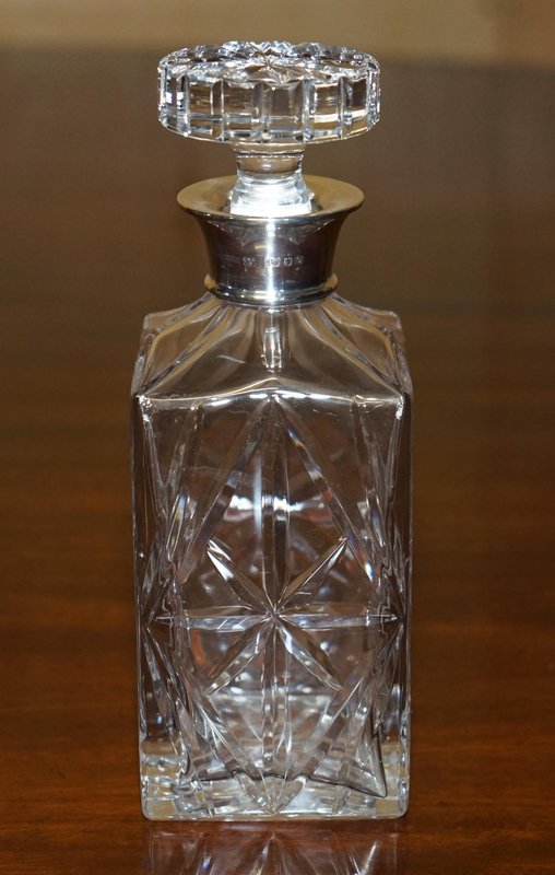 Antique Whisky Spirit Decanter with Sterling Silver Collar by David ...