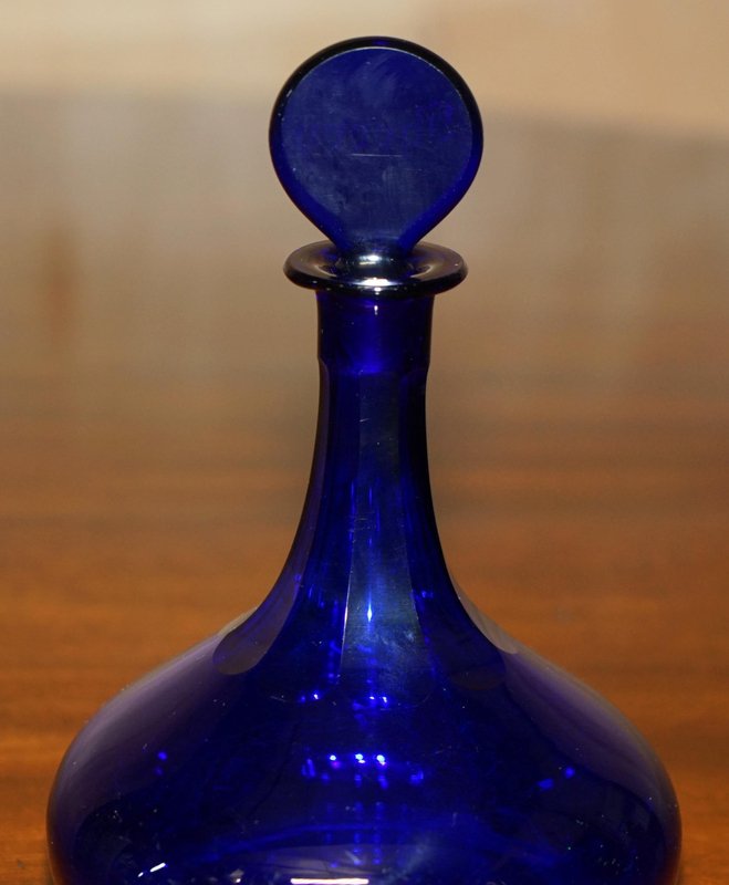 Antique Cobalt Blue Sherry Glass Decanter and Glasses, 1920s, Set of 3 ...