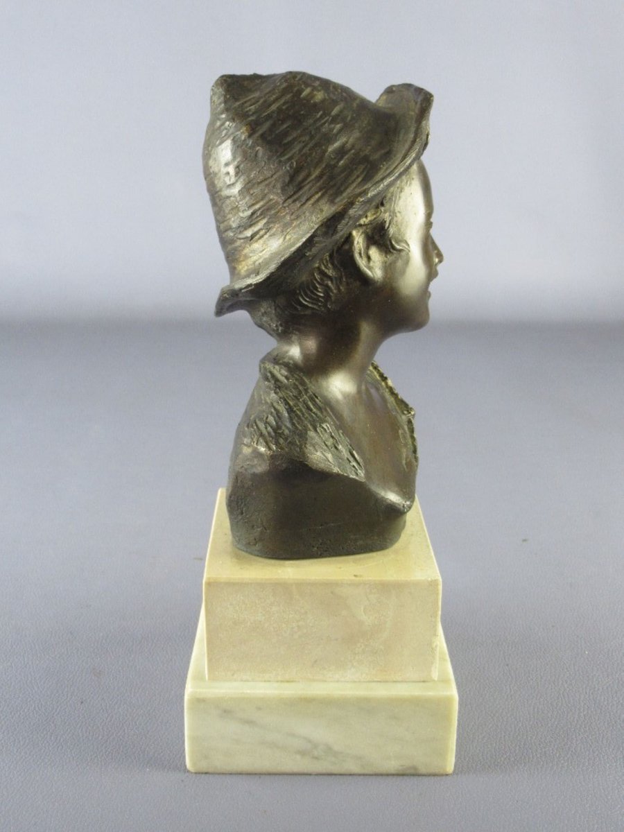 Neapolitan Bronze Scugnizzo Statue with Marble Base from De Martino ...