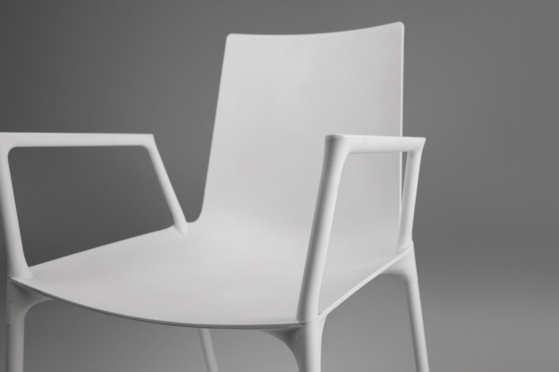 21th Century White Design Chair with Armrests, Belgium for sale at Pamono