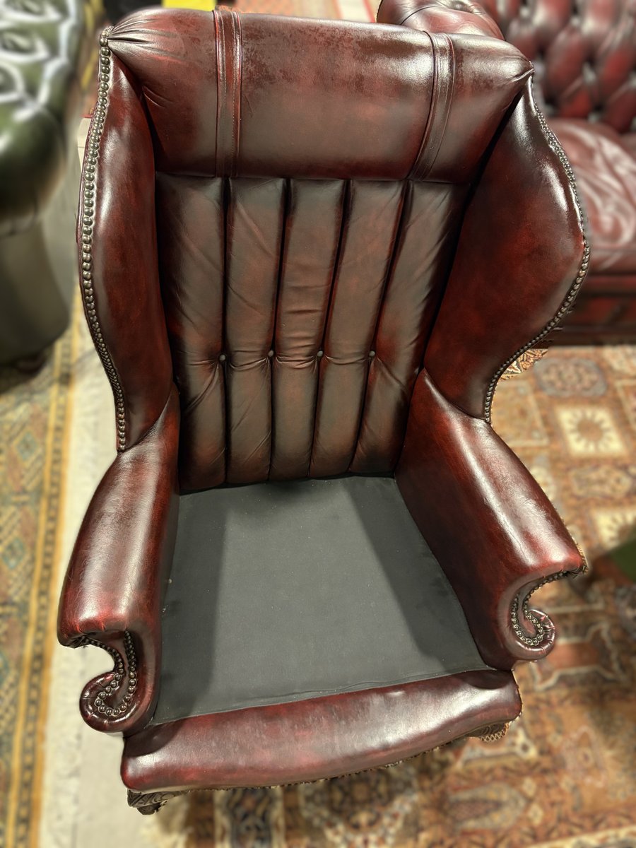 Classic Chesterfield Style Wingback Armchair in Burgundy Leather for ...