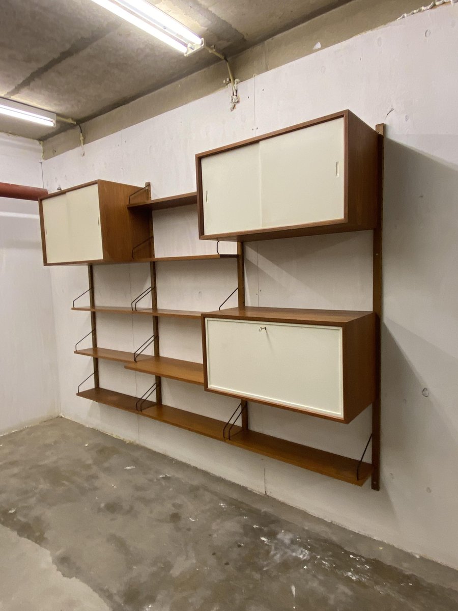 Vintage Scandinavian Teak Wall Unit by Poul Cadovius for Royal System ...