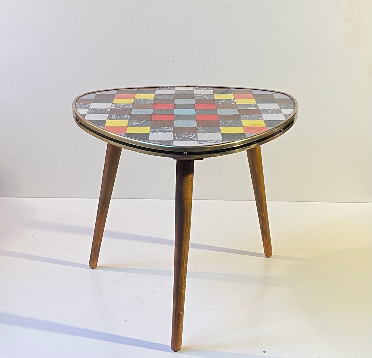 Mid-Century French Flower Stand Side Table with Mosaic Linoleum Table ...