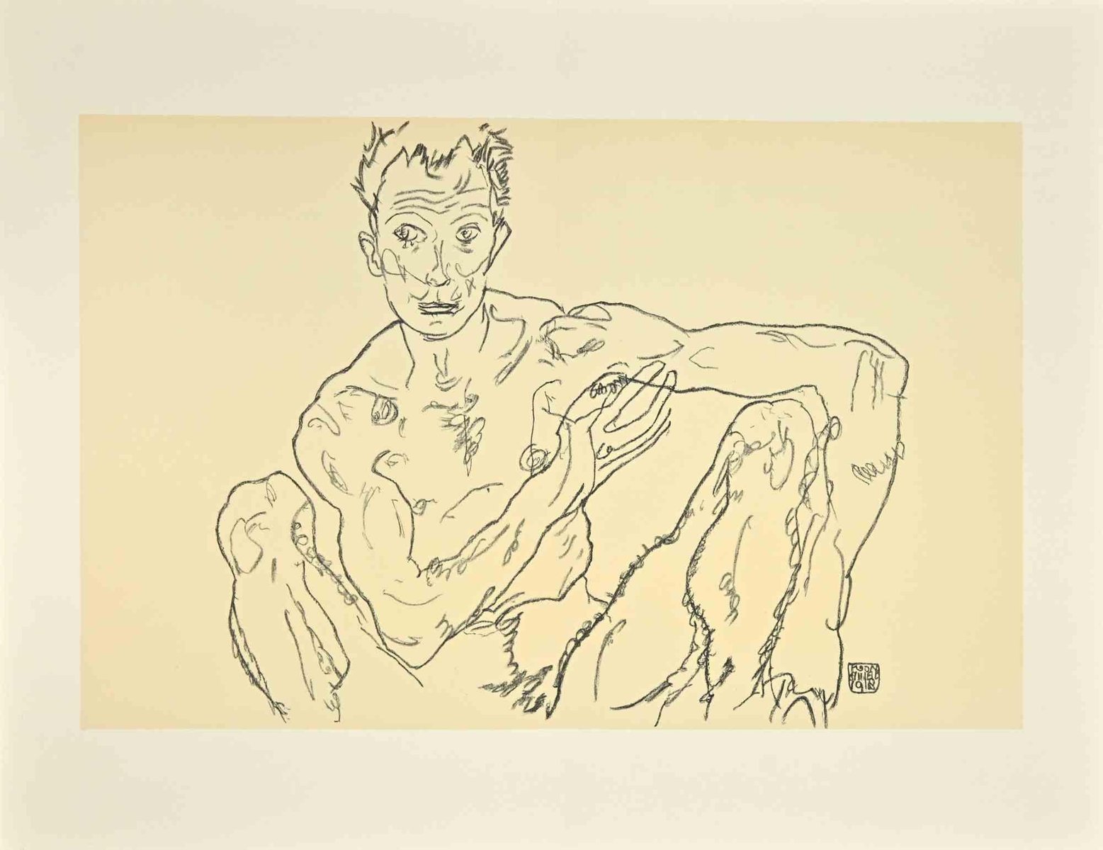 Egon Schiele Nude Self Portrait Large Lithograph 1918 2007 For