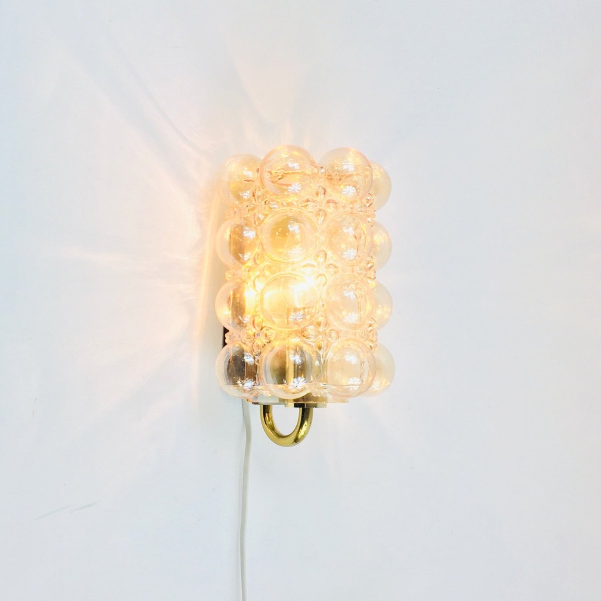 Mid-Century Modern German Wall Light in Amber Bubble Glass by Helena ...