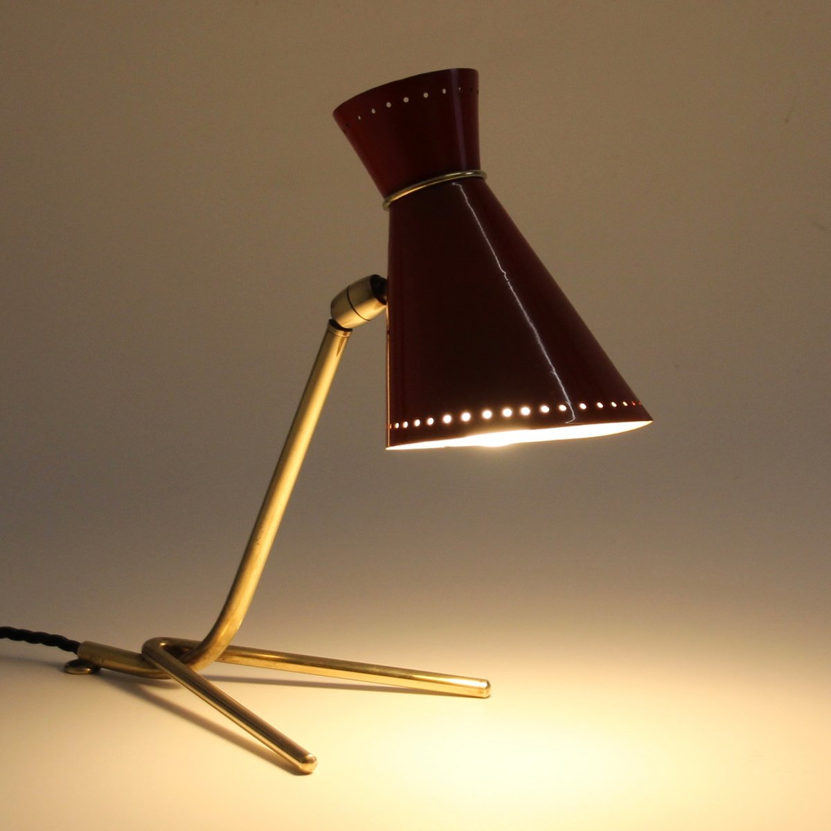 Vintage French Red Diabolo Cocotte Table or Wall Lamp with Tripod Base ...