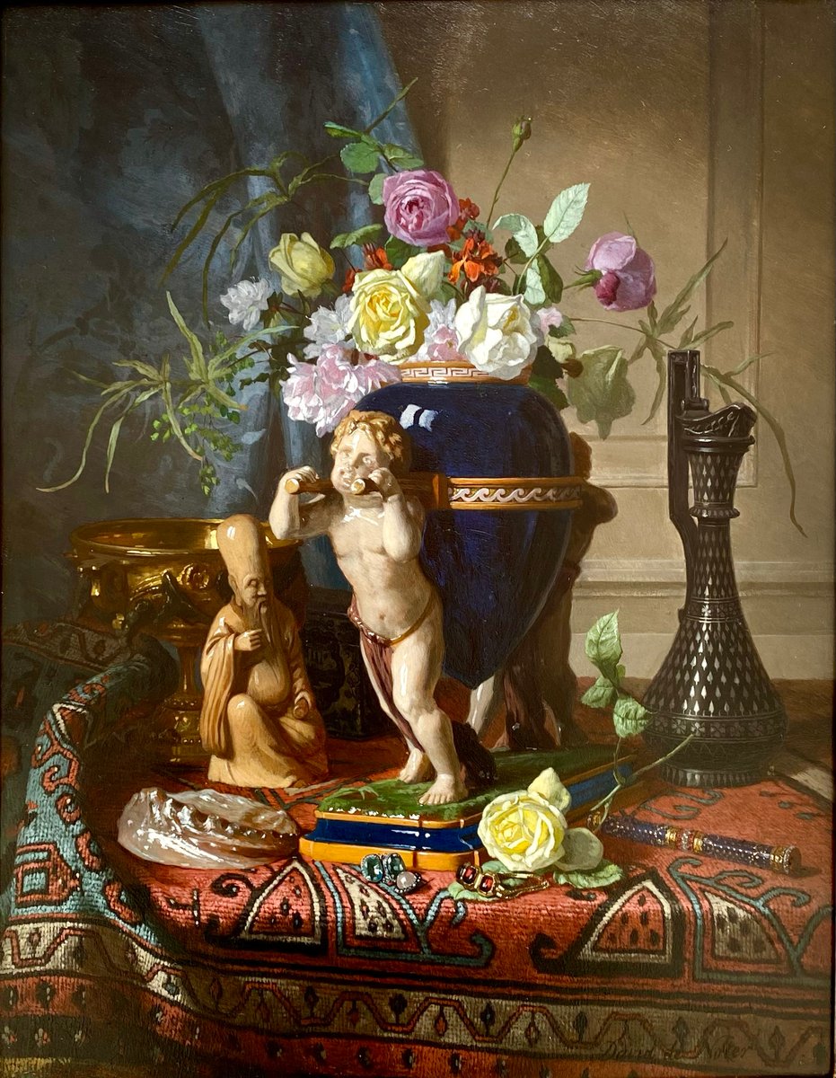 David De Noter, Still Life with a Lapis Lazuli Coloured Flower Vase on ...
