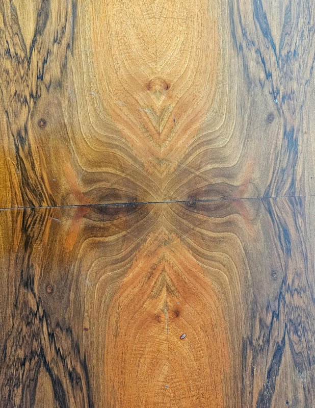 Art Deco Extendable Dining Table with Harp-Shade Legs in Walnut Root ...