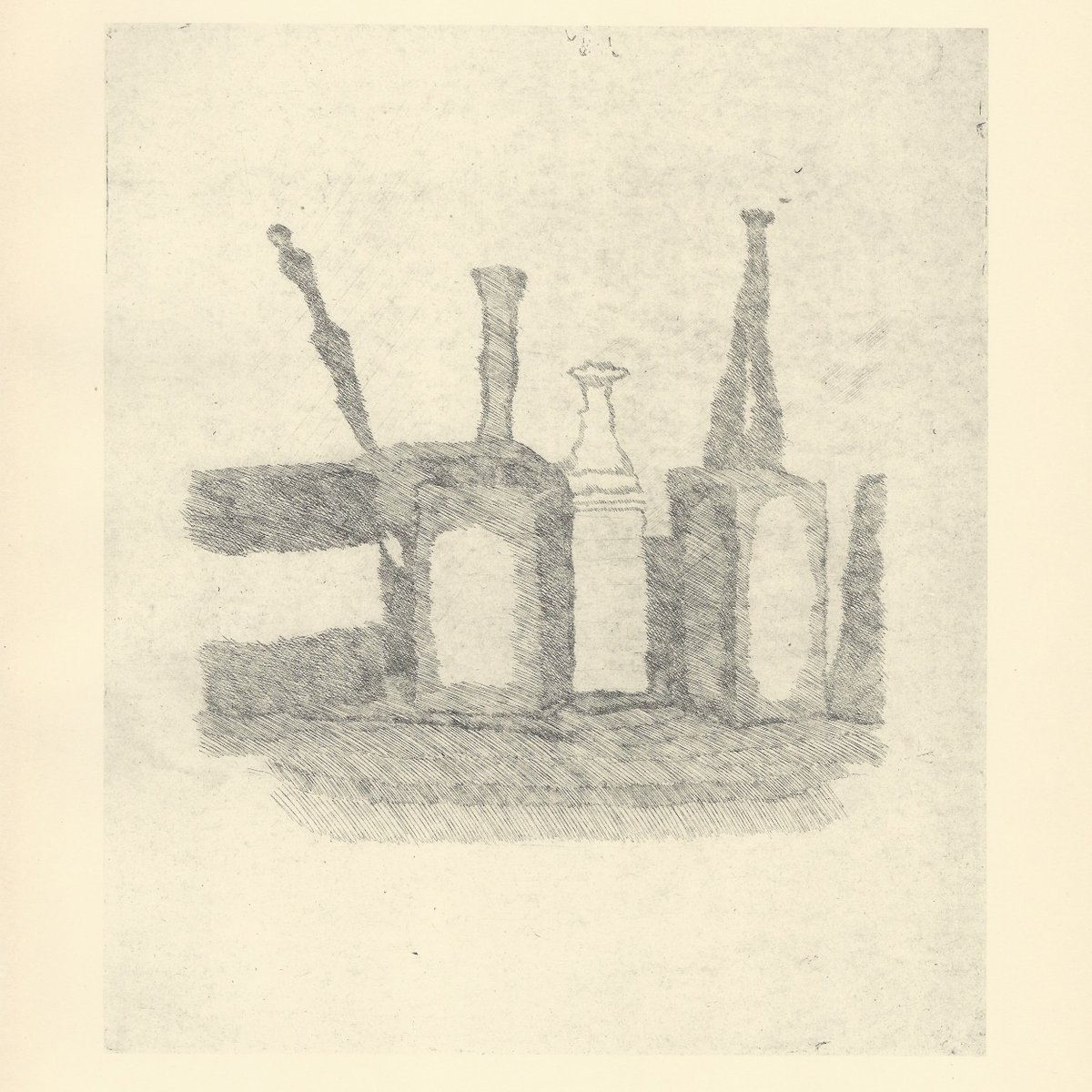 Giorgio Morandi, Still Life with Boxes and Bottles, 1933-1957, Lithograph for sale at Pamono