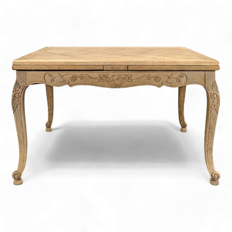 Louis Xv Style Table in Pickled Oak with Extensions for sale at Pamono
